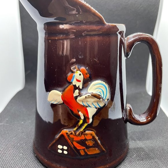 Dining | Vintage Redware Rooster Crowing On Rooftop Creamer Pitcher ...